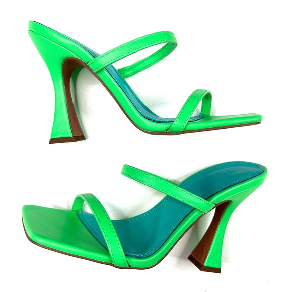 ASOS | Shoes | Asos Neon Green Thin Strappy Sandal Heel Size 7 | Poshmark